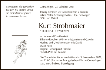 Traueranzeigen von Kurt Strohmaier | trauer.gea.de