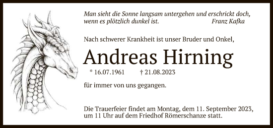 Traueranzeigen von Andreas Hirning | trauer.gea.de